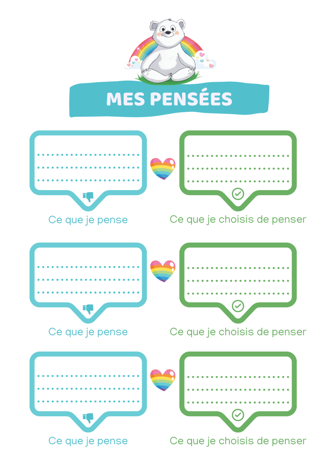 Mes pensées positives - PDF téléchargeable - Doudou Zen